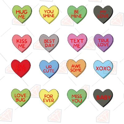 Valentine Lovers Conversation Hearts SVG Bundle Design | PremiumSVG