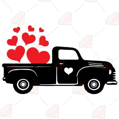 Valentine Truck with Red Heart SVG Design File | PremiumSVG