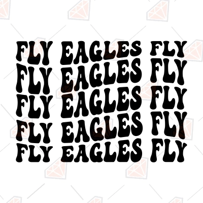 Wavy Retro Fly Eagles Fly SVG Cut File, Instant Download | PremiumSVG