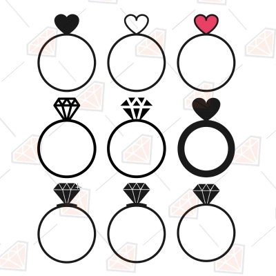 Wedding Rings SVG Bundle Cut File, Wedding Bundle SVG Vector | PremiumSVG