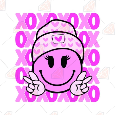Xoxo Retro Smiley Face PNG, Valentine's Day SVG | PremiumSVG
