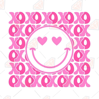 XOXO with Smiley Face SVG, Valentine's Day SVG Vector | PremiumSVG
